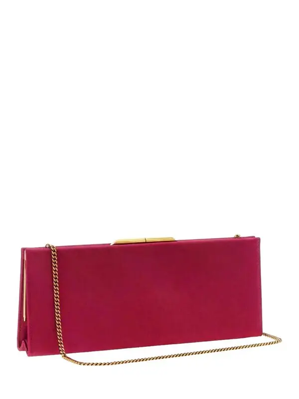 Saint Laurent Logo-print Chain-strap Clutch Bag - Pink