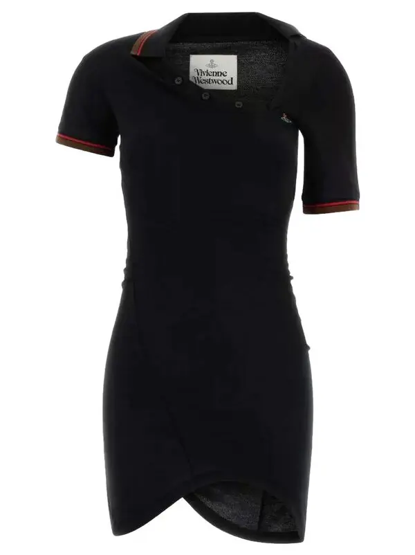 VIVIENNE WESTWOOD Glory Cotton Asymmetric Polo Dress - Black