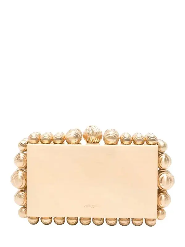 Cult Gaia Bead-embellished Brushed-finish Clutch Bag - Gold