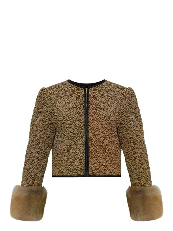 Valentino Garavani Leopard-print Faux-fur Trim Jacket - Neutrals