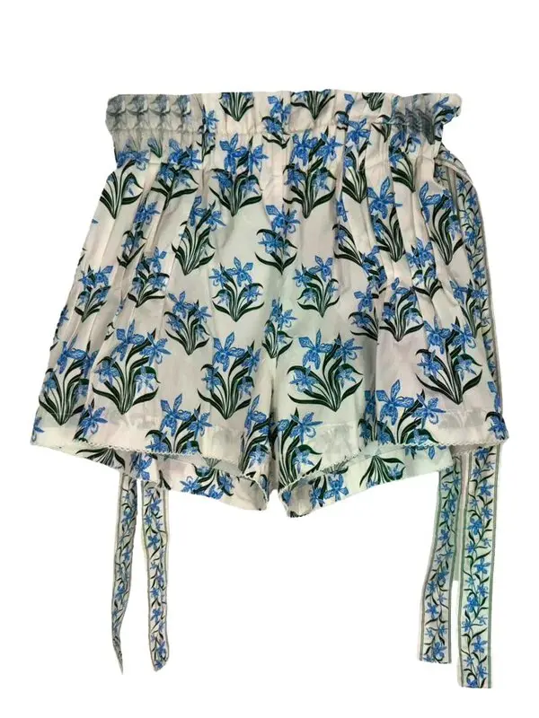 Agua Bendita High-waisted Floral Print Shorts - Neutrals