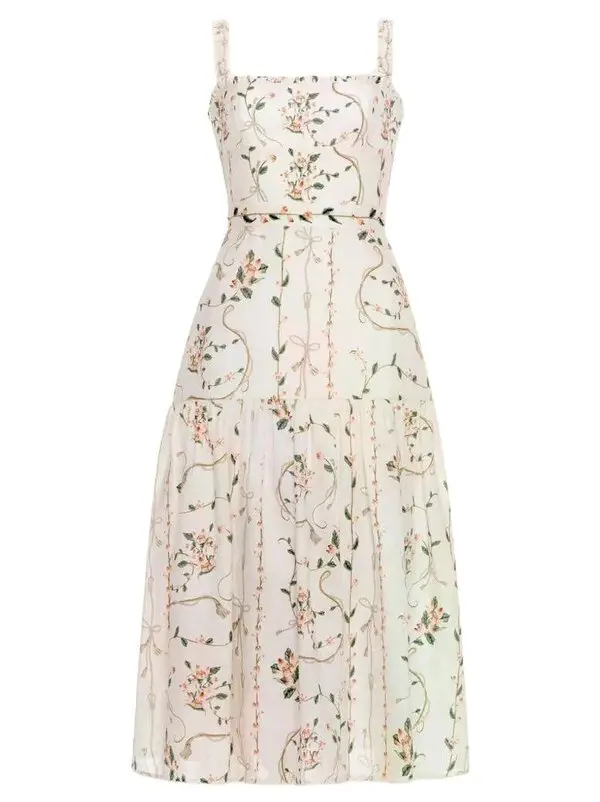 Agua Bendita Níspero Navegante Midi Dress - Neutrals
