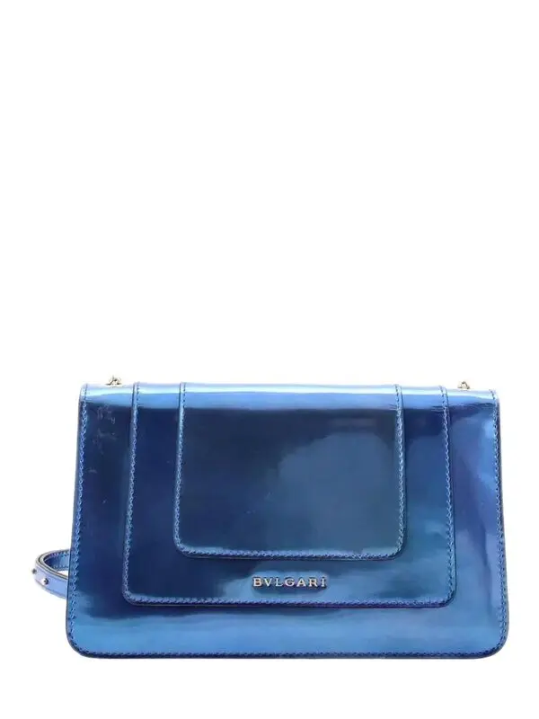 BVLGARI Serpenti Forever Metallic Leather Small Shoulder Bag - Blue