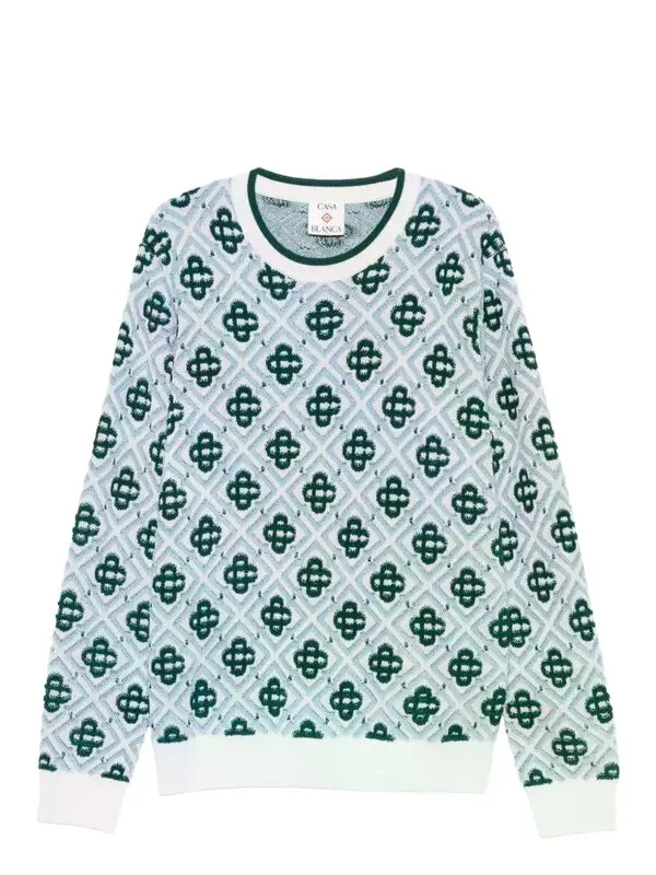 Casablanca Monogram-knit Wool Sweater - Blue