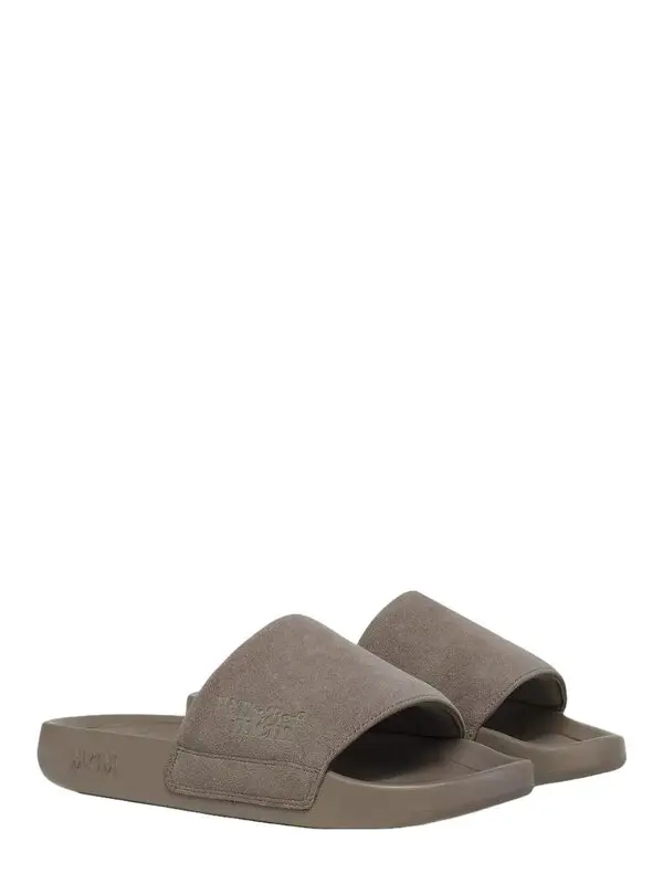 Mcm Ultrasuede Embossed Logo Slides - Grey