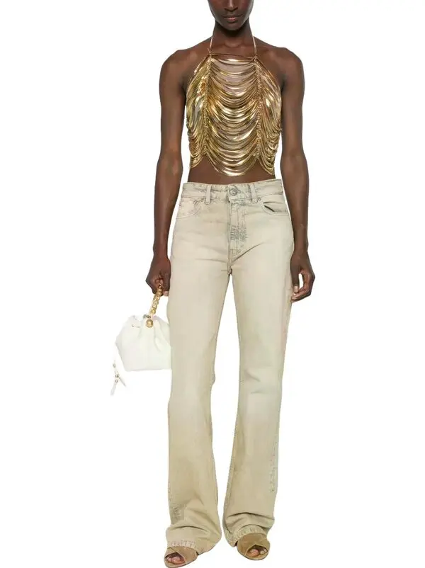 Cult Gaia Kye Top Metallic Chain Halterneck - Gold