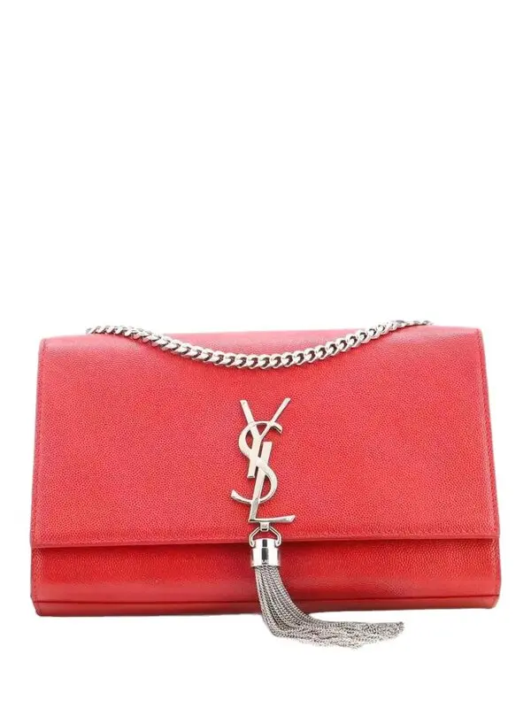 Saint Laurent Classic Monogram Tassel Leather Medium Crossbody Bag - Red