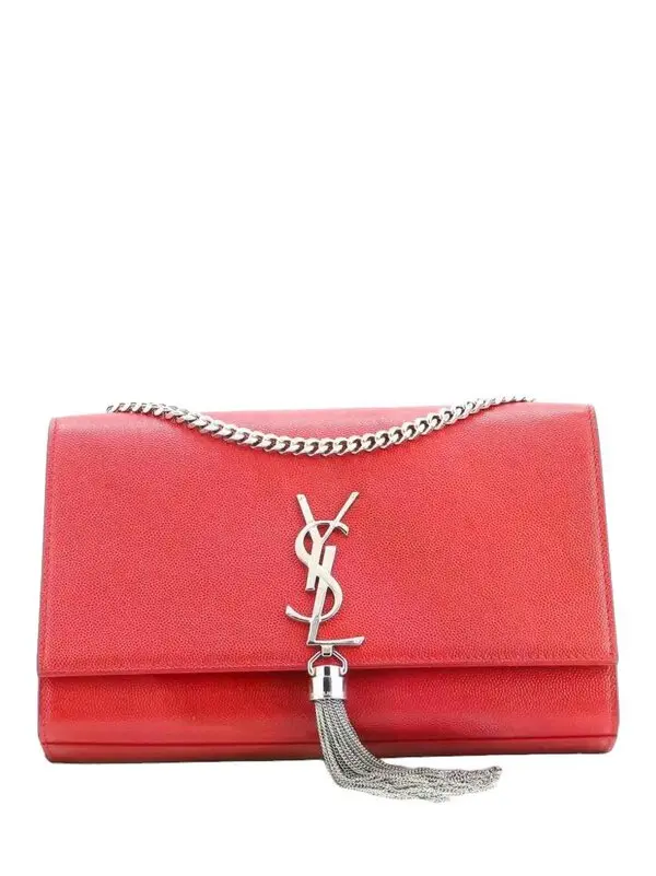 Saint Laurent Monogram Tassel Leather Crossbody Bag - Red
