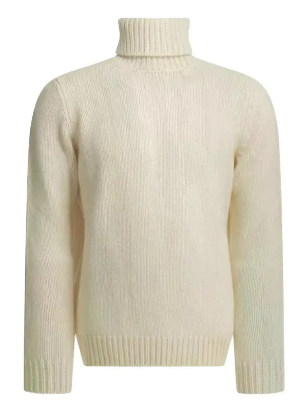 ALTUM Ribbed Knit Roll Neck Sweater - White