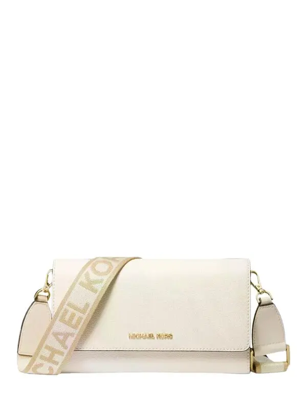 Michael Kors Logo-plaque Pebbled-leather Crossbody Bag - Neutrals