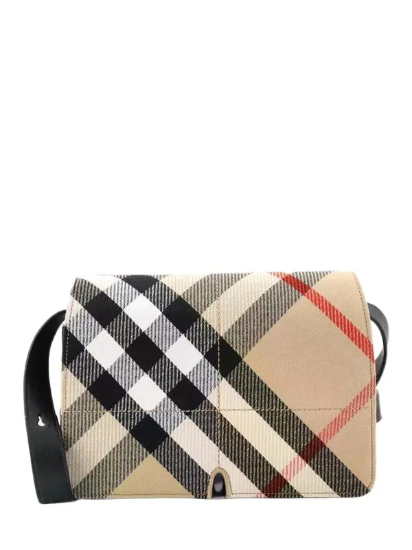 Burberry Snip Shoulder Bag Check Jacquard With Leather Crossbody Bag - Brown