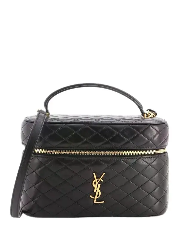 Saint Laurent Gaby Zip Around Vanity Bag Quilted Leather Mini Satchel - Black