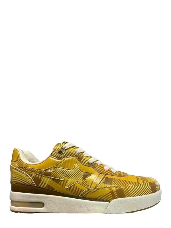 A BATHING APE Road Sta Check-print Sneakers - Yellow