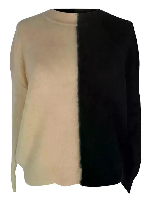 Saint Laurent Two-tone Crew Neck Sweater - Neutrals