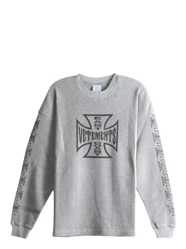 Vetements Logo-print Waffle-knit T-shirt - Grey