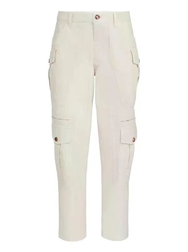 Brunello Cucinelli Peached Cotton Gabardine Explorer Trousers - White
