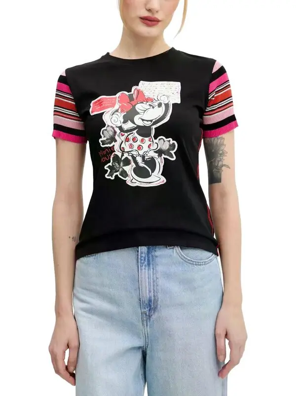 Desigual Minnie Mouse™ Striped-sleeve T-shirt - Black