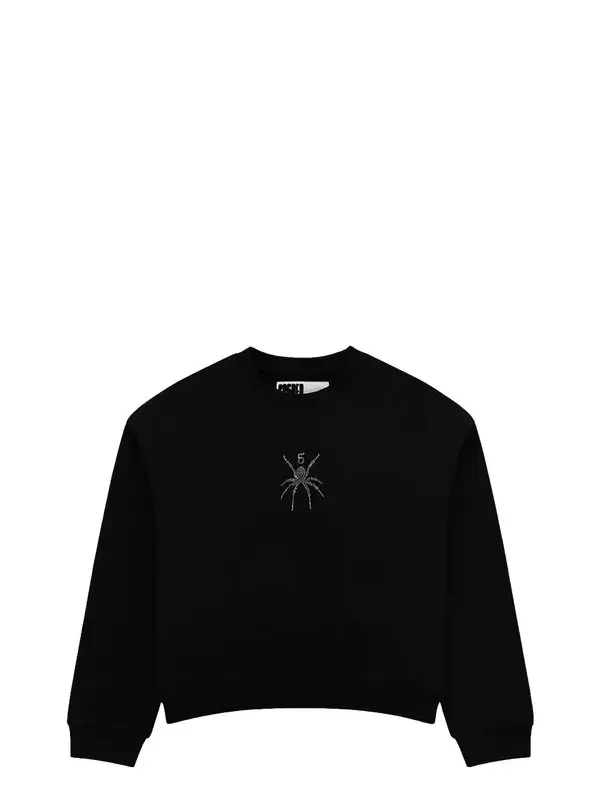 SP5DER Rhinestone-embellished Spider-motif Sweatshirt - Black