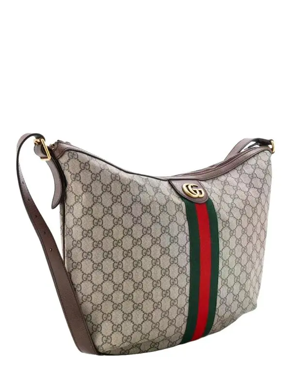 Gucci Ophidia Half Moon Gg Coated Canvas Large Hobo Bag - Brown