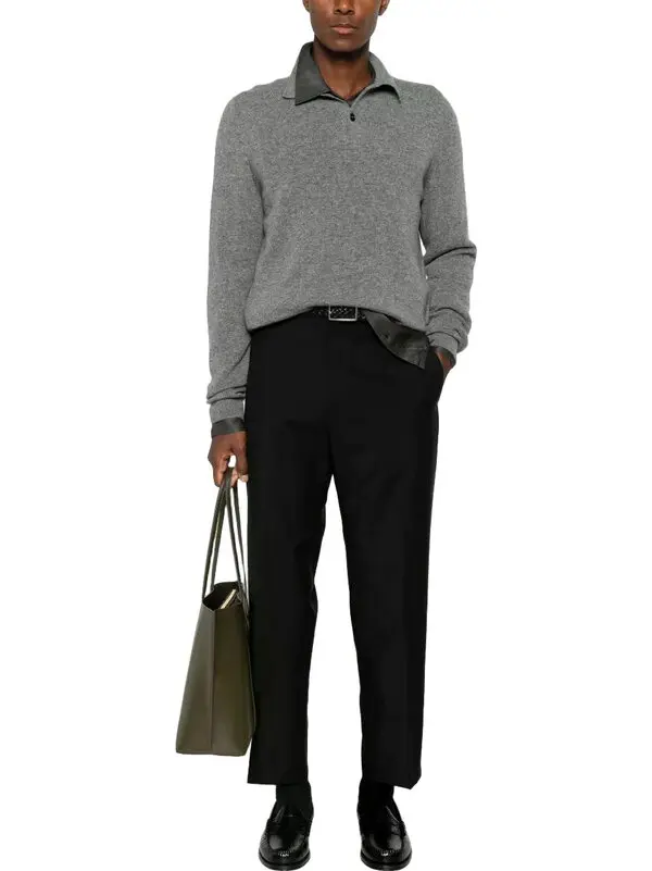 JIL SANDER Long-sleeve Wool Polo Shirt - Grey