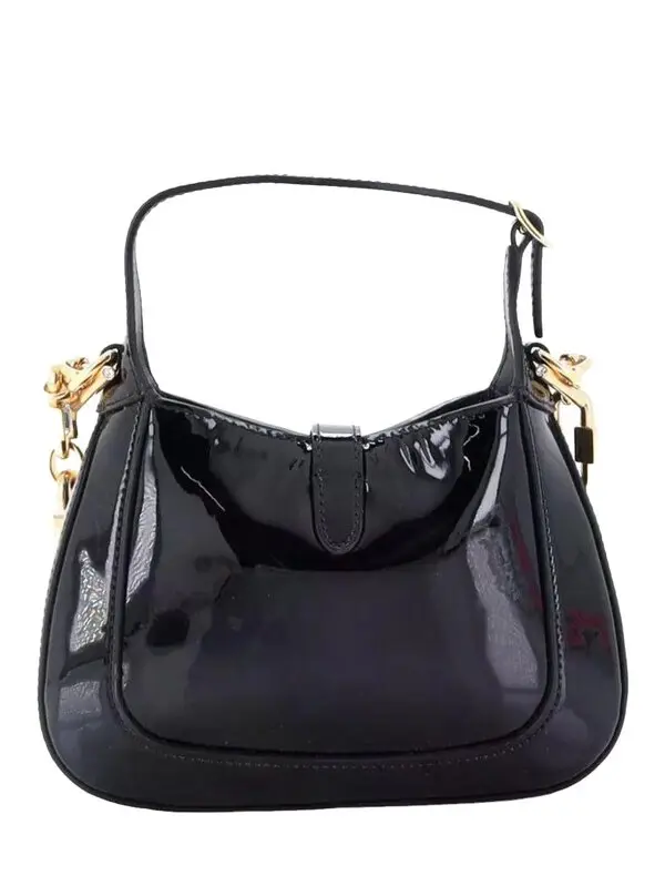 Gucci Jackie 1961 Chain Hobo Patent Mini Shoulder Bag - Black