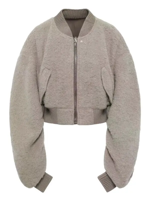Rick Owens Cropped Alpaca Bomber Jacket - Grey