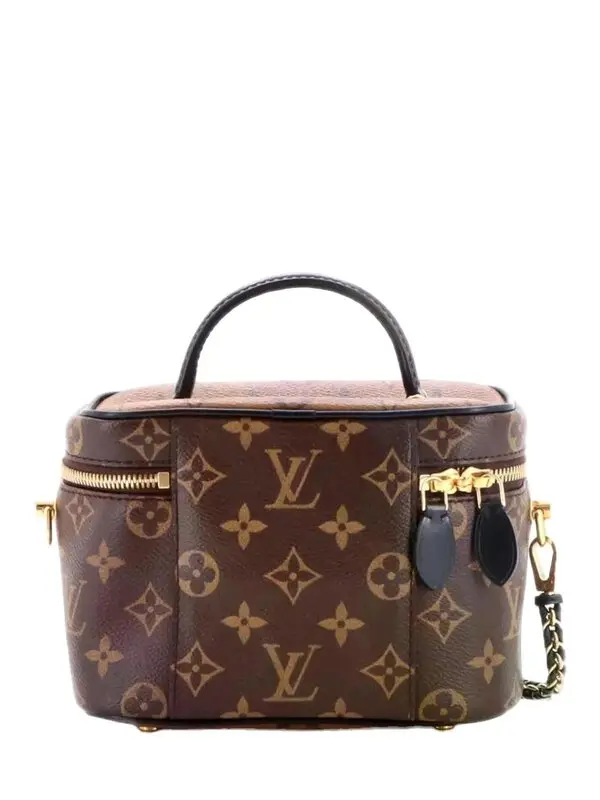 LOUIS VUITTON Vanity Handbag Reverse Monogram Canvas Pm Satchel - Brown