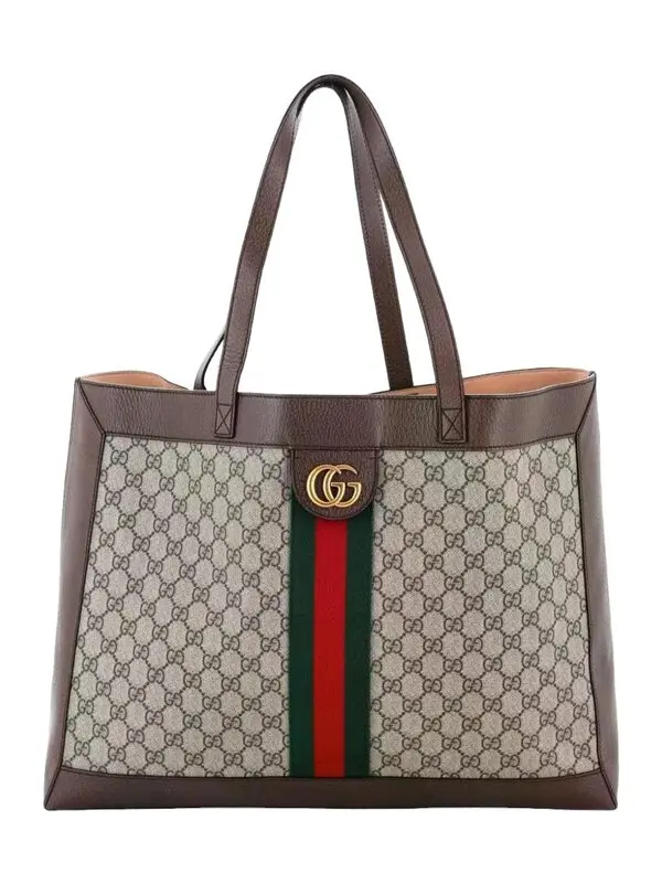 Gucci Ophidia Soft Gg Coated Canvas East West Tote Bag - Brown