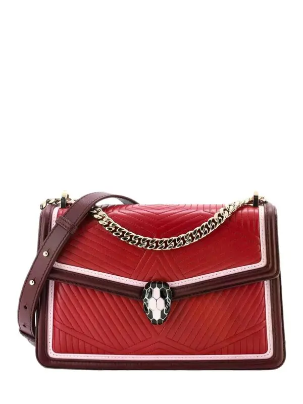 BVLGARI Serpenti Forever Shoulder Bag Quilted Leather Small Crossbody Bag - Pink