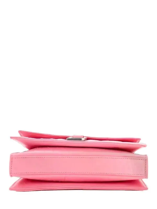 Balenciaga Crush Chain Flap Bag Quilted Crushed Calfskin Small Shoulder Bag - Pink