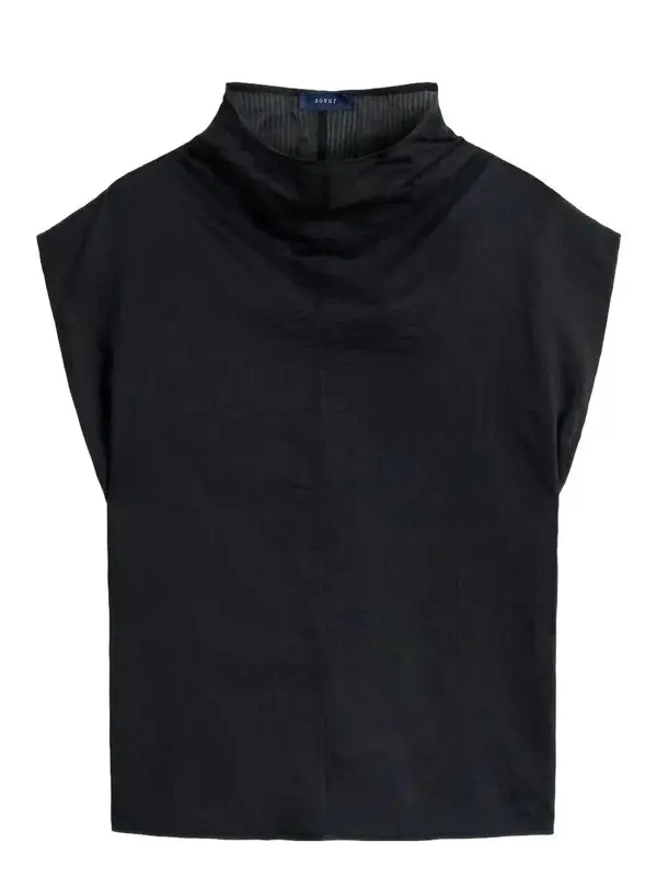 Soeur Sleeveless Funnel Neck Top - Black
