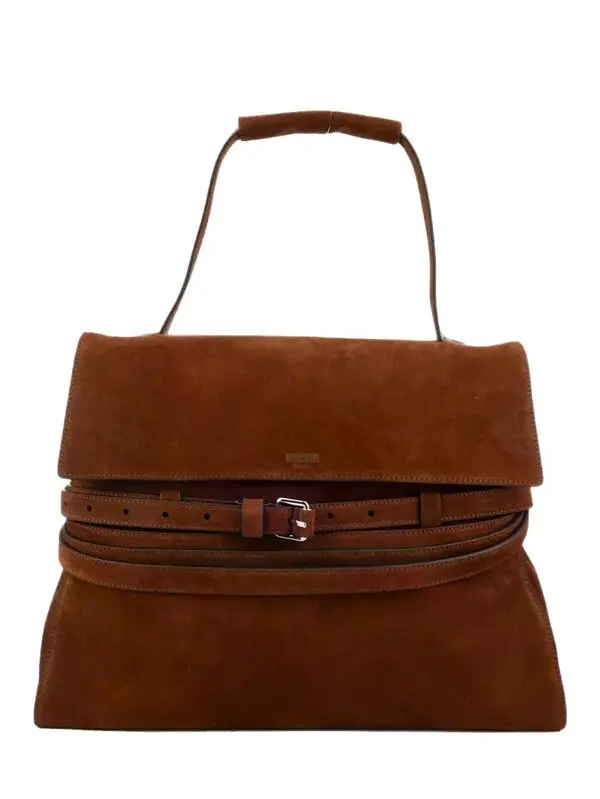 Moschino Buckle-detail Suede Tote Bag - Brown