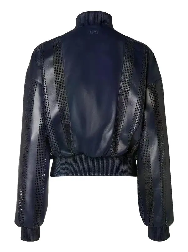 Fendi Navy Perforated Nappa-leather Jacket - Blue