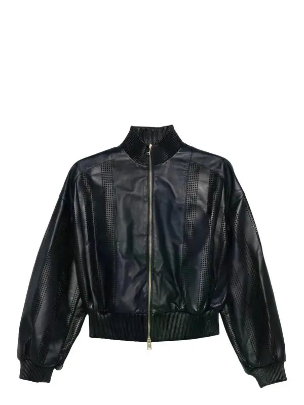 Fendi Navy Perforated Leather Jacket - Midnight Navy