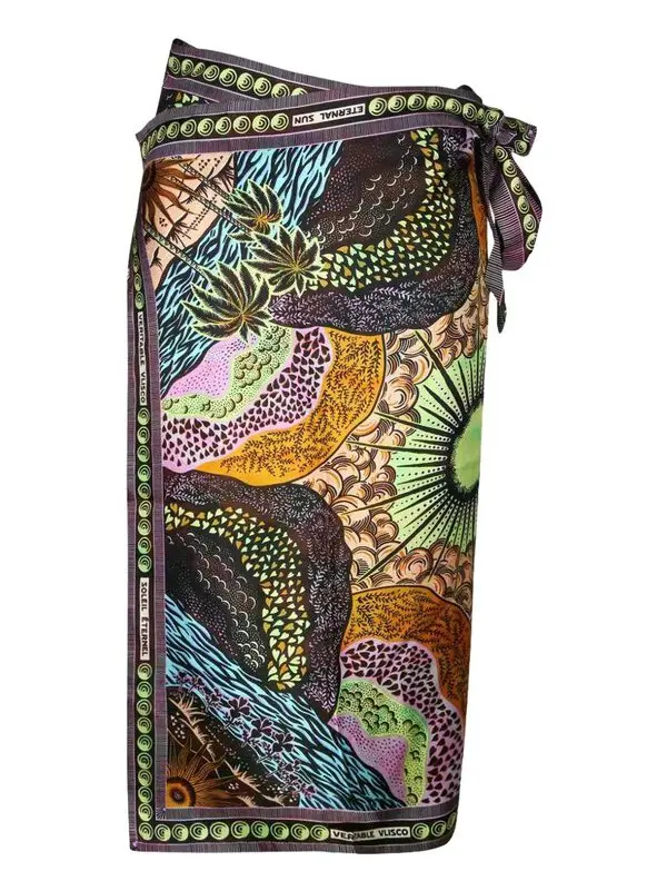 ATELIER VLISCO Graphic Print Wrap Skirt - Brown