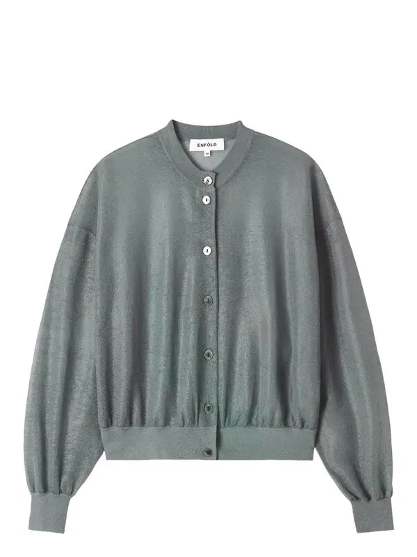 ENFOLD Button-up Drop-shoulder Cardigan - Grey