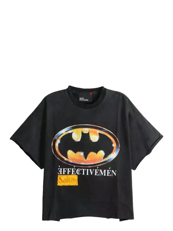 SAITOS Batman Graphic-print Patch-detail T-shirt - Black