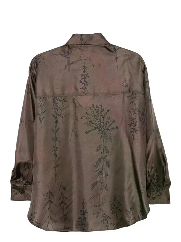 ALYSI Floral-print Silk Shirt - Brown