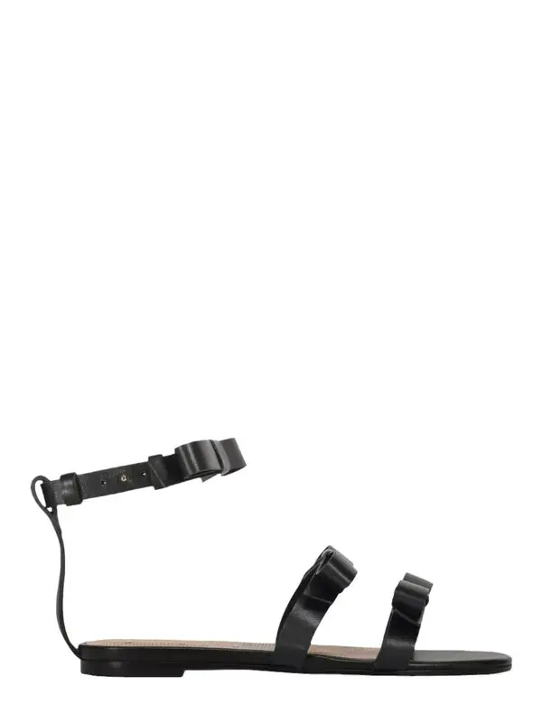 Red Valentino Bow-detail Ankle-strap Flat Sandals - Black