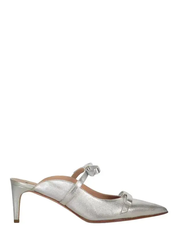 Red Valentino Tone Metallic Bow Detail Pointed-toe Mules - Silver