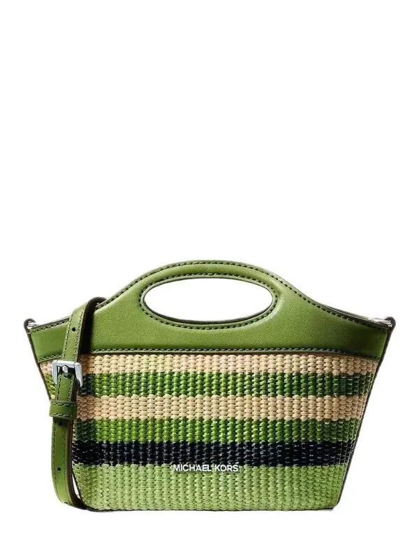 Michael Kors Tatum Small Striped Woven Crossbody Bag - Green