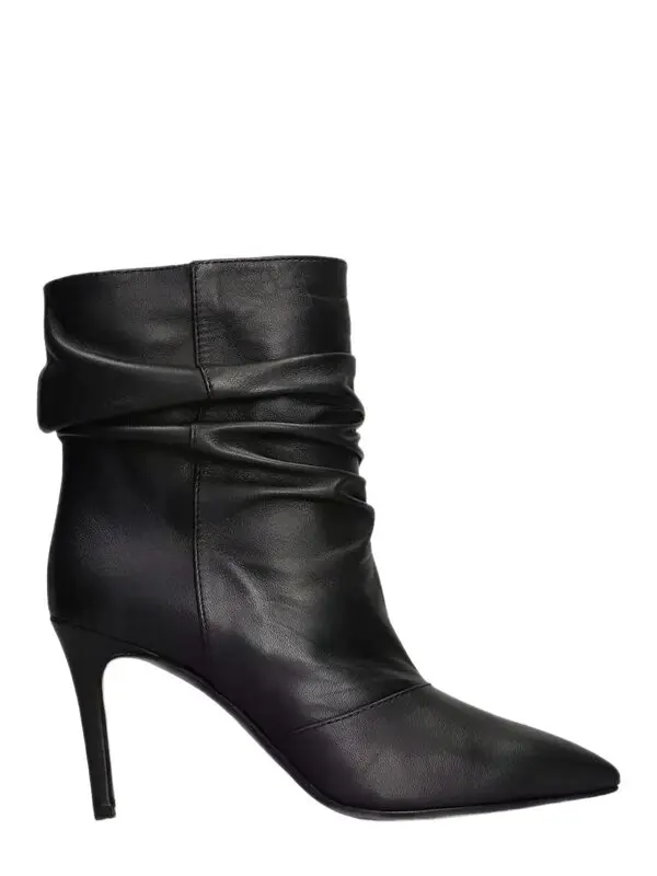VIA ROMA 15 Ruched Pointed-toe Stiletto Ankle Boots - Black