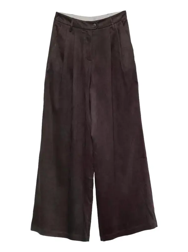 ALYSI Pleated Wide-leg Trousers - Brown