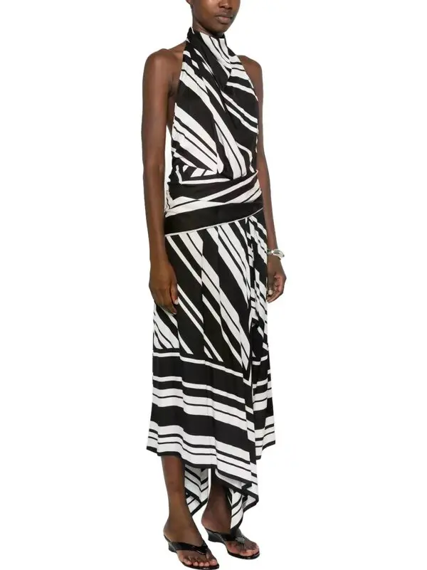 Brandon Maxwell Marin Draped-bodice Midi Dress - Black