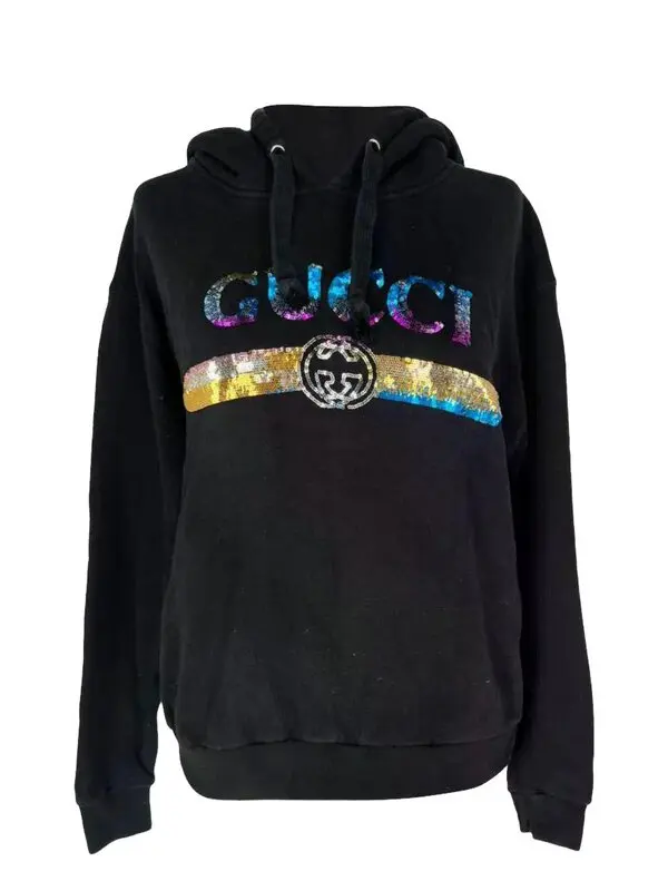 Gucci Sequined Logo Hoodie - Black
