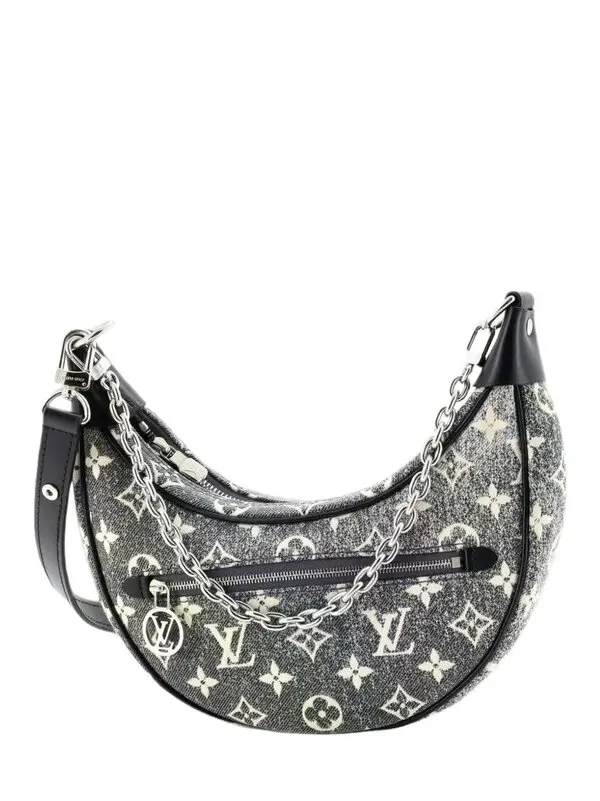 LOUIS VUITTON Loop Handbag Monogram Jacquard Denim Hobo Bag - Black