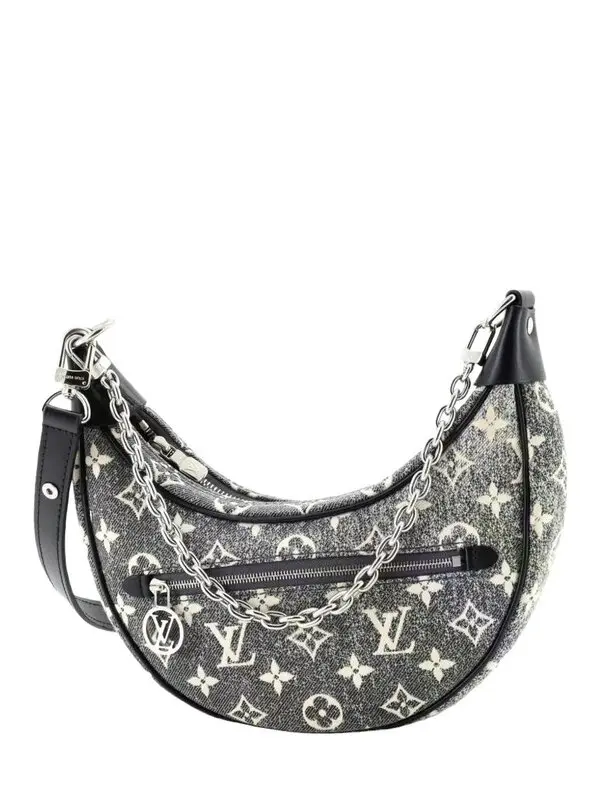 LOUIS VUITTON Monogram Jacquard Denim Loop Hobo Bag - Black