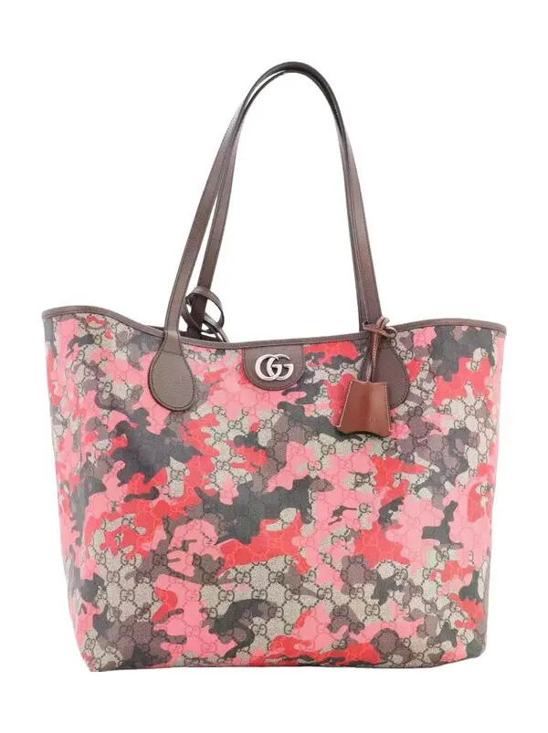 Gucci Gg Open Gg Camouflage Coated Canvas Large Tote Bag - Brown