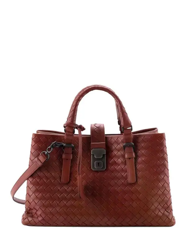 Bottega Veneta Roma Bag Intrecciato Nappa Small Tote Bag - Red
