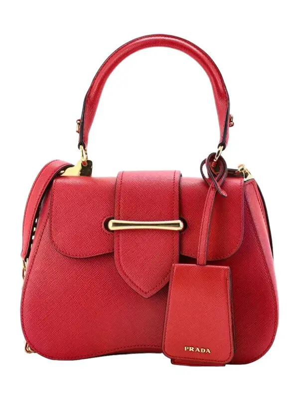 Prada Sidonie Top Handle Bag Saffiano Leather Small Satchel - Red